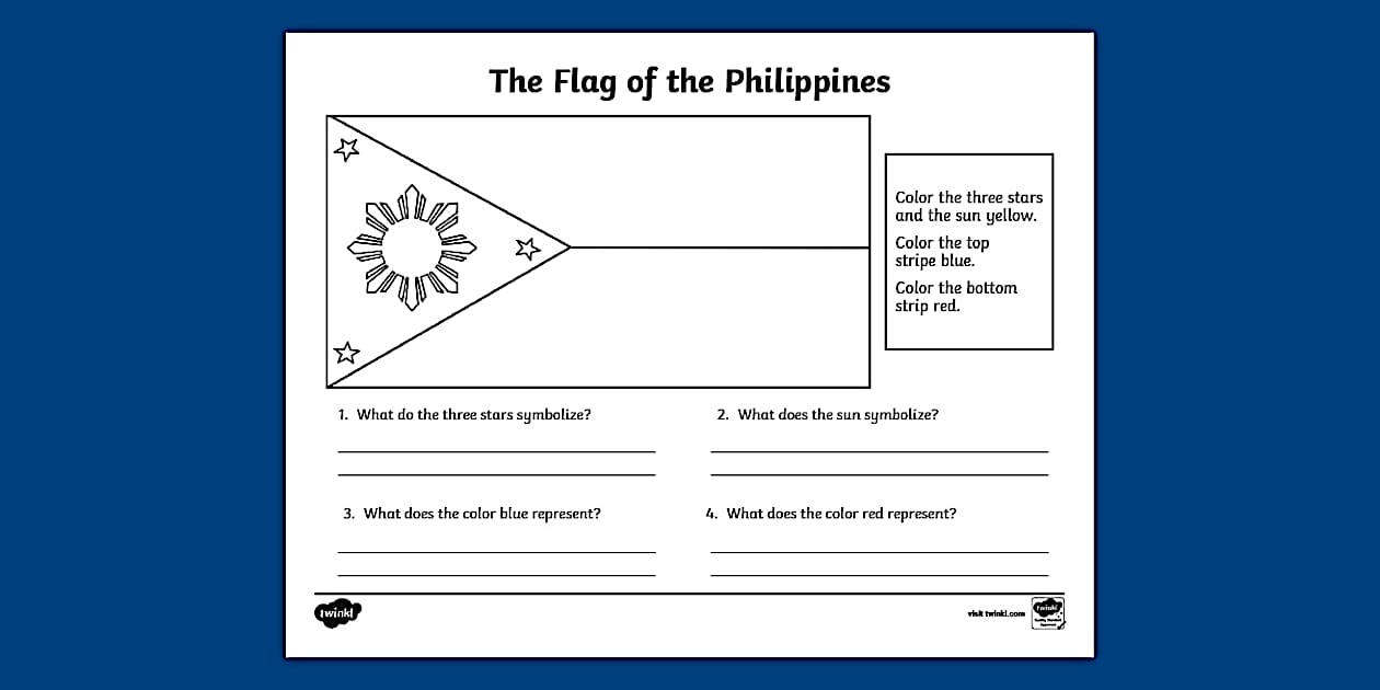 Filipino American History Month Flag Activity Sheet - Twinkl