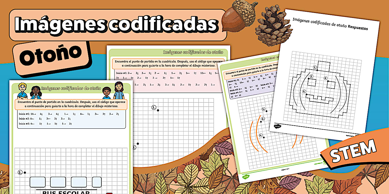 Ficha de actividad: Imágenes codificadas de otoño - Twinkl