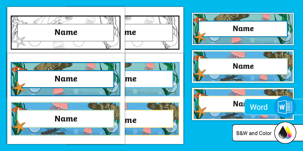 Under the Sea Editable Nameplates