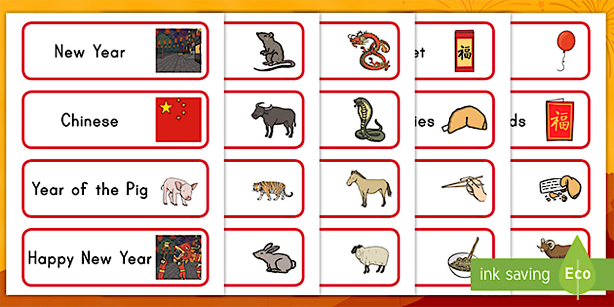 Chinese New Year Vocabulary Cards (Hecho por educadores)