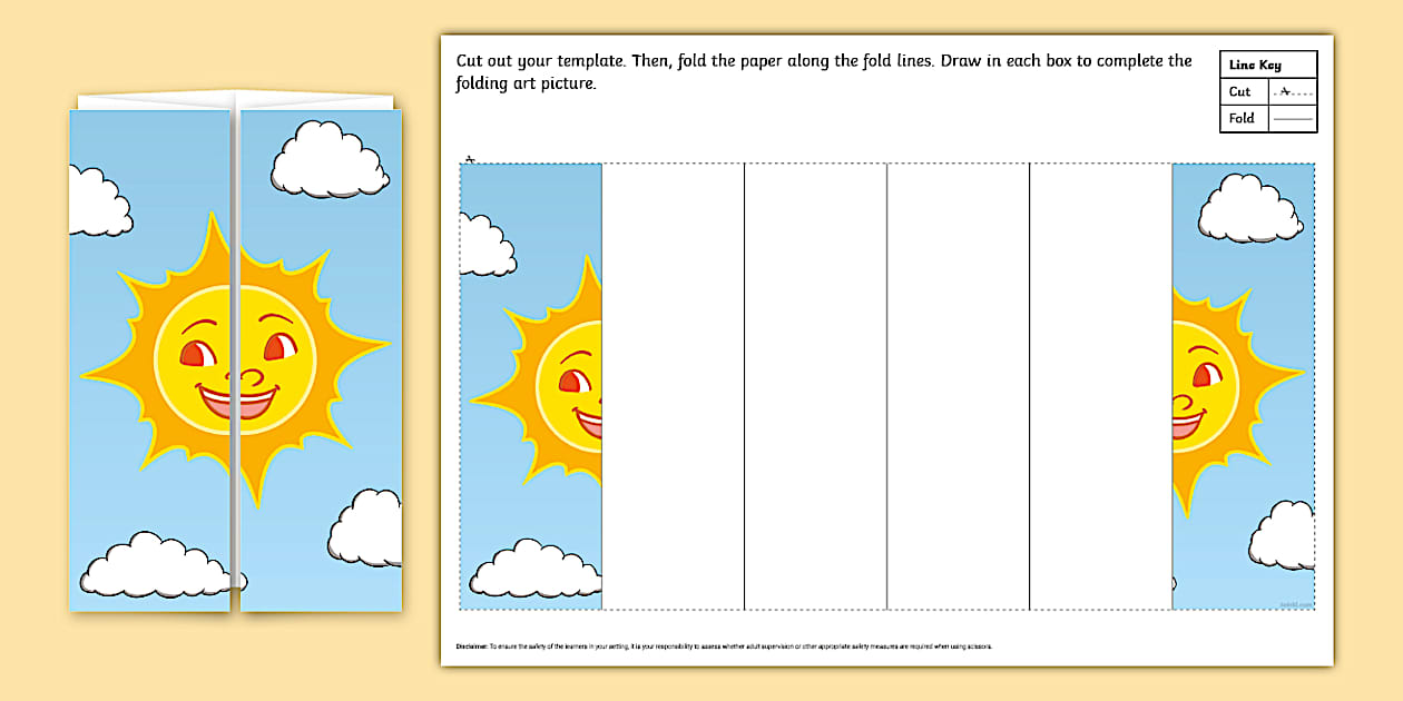 Sun Folding Art Template (teacher made) - Twinkl