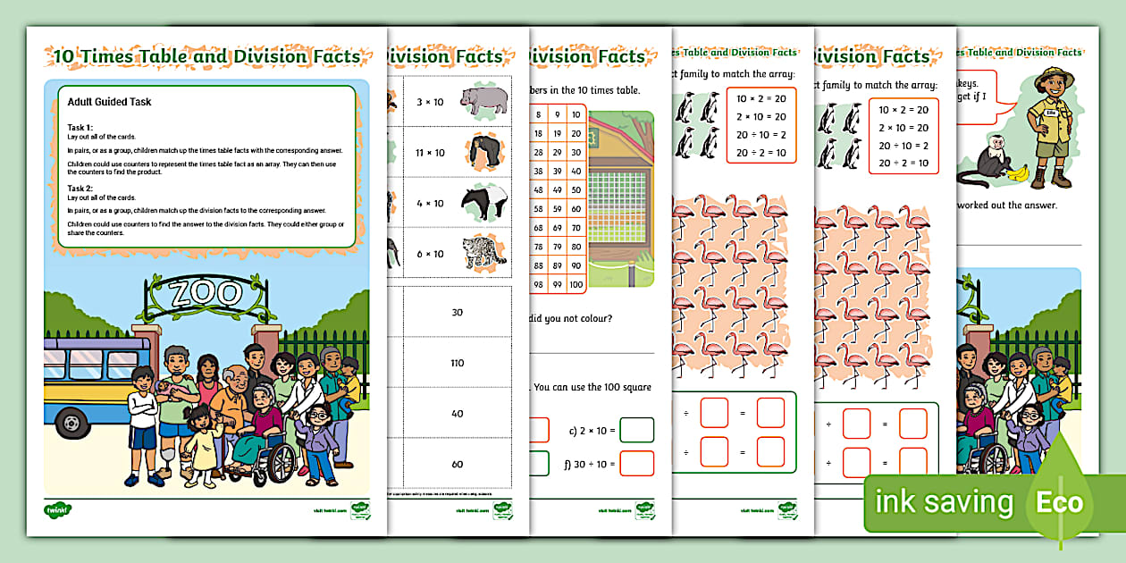 👉 Zoo Animal Themed 10 Times Table and Division Facts Activity