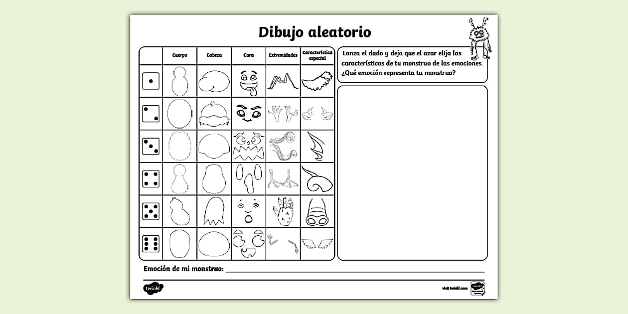 Guía de trabajo: Dibujo aleatorio - Monstruo de las emociones