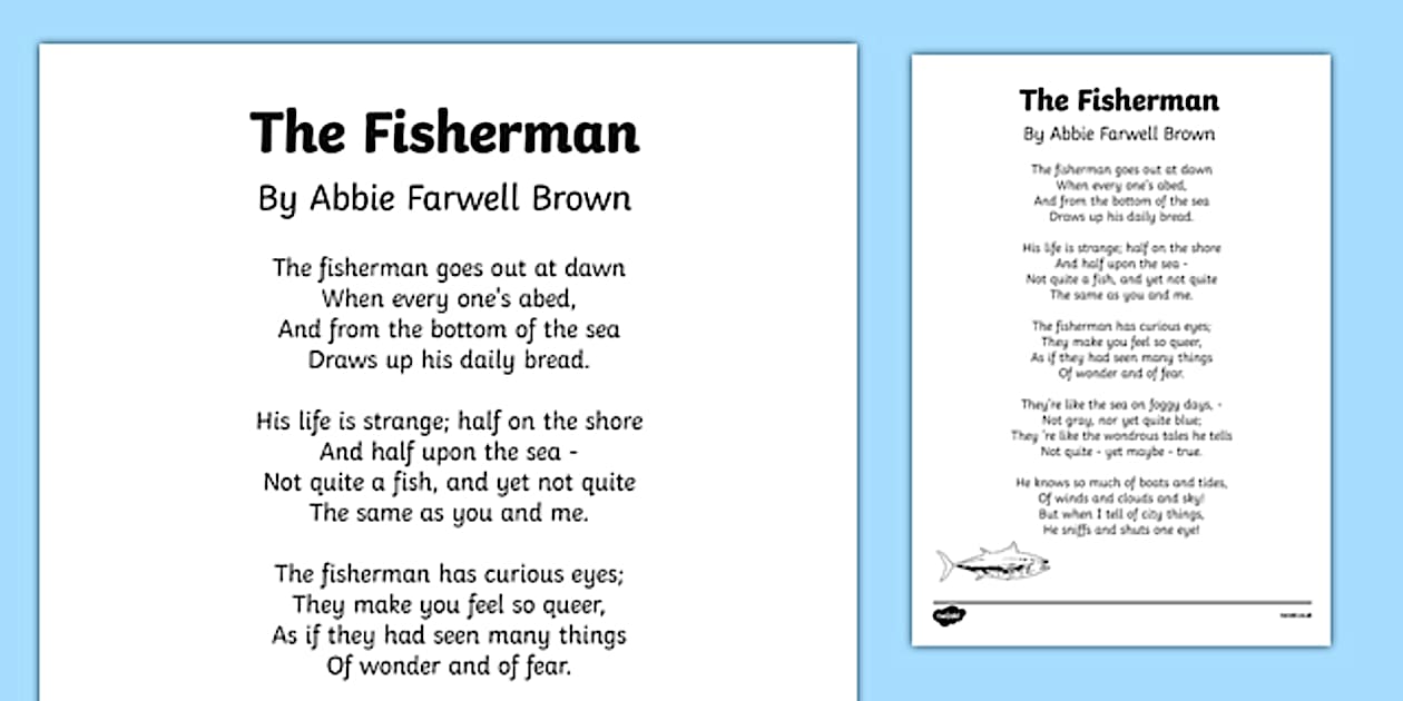 Editable The Fisherman by Abbie Farwell Brown Poem Print-Out