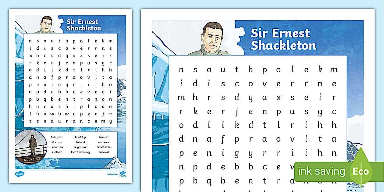 Sir Ernest Shackleton Word Search (Teacher-Made) - Twinkl