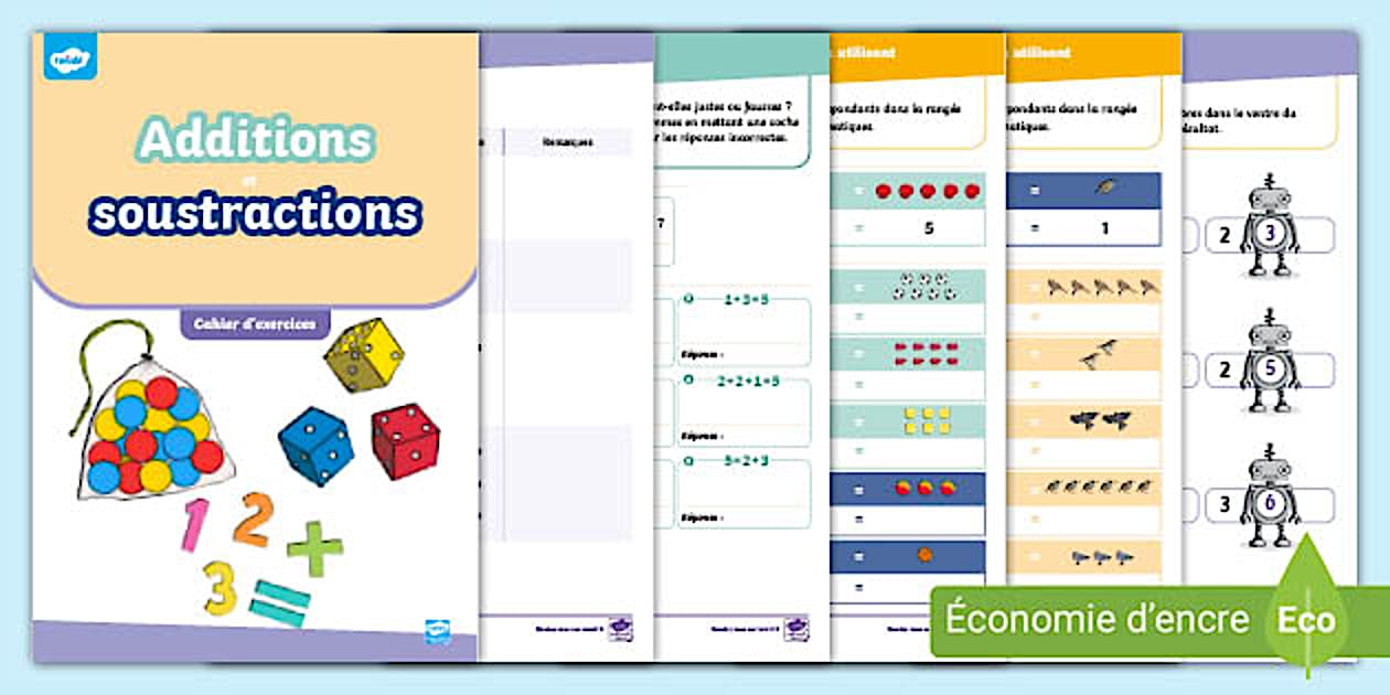 Cahier d'exercices : Additions et soustractions - Twinkl