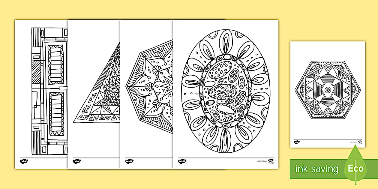 2D Shapes Mindfulness Coloring Worksheet | K-5 | Twinkl