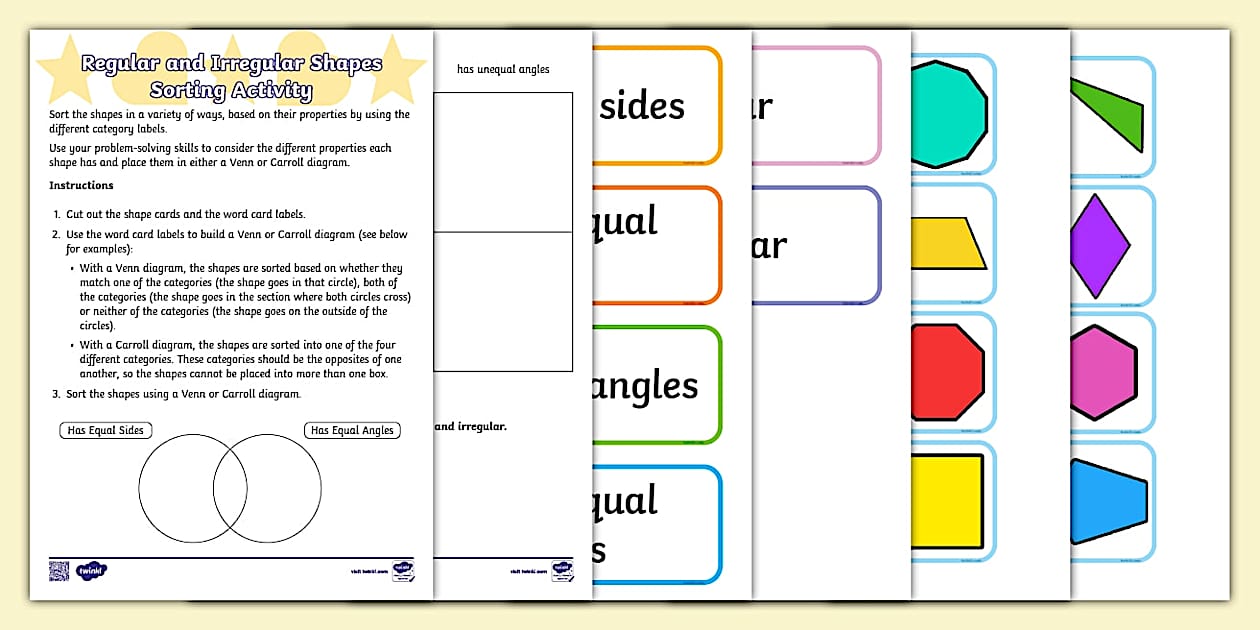 Regular and Irregular Shapes Sorting Activity (teacher made)