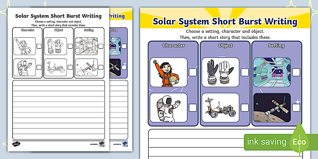 Solar System Short Burst Writing Template (teacher made)