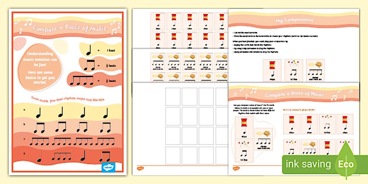 Composing Music Activity - Notation - Years 4-6 - Twinkl