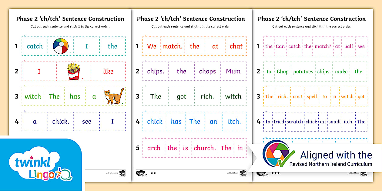 Linguistic Phonics Phase 2 'ch/tch' Sentence Construction