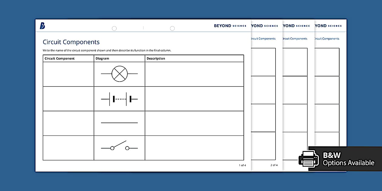 Electric Circuits Components Table (teacher made) - Twinkl