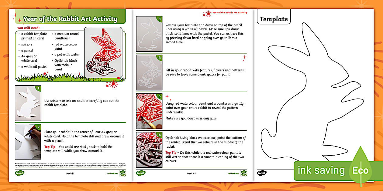 KS1 Year of the Rabbit Art Activity (teacher made) - Twinkl