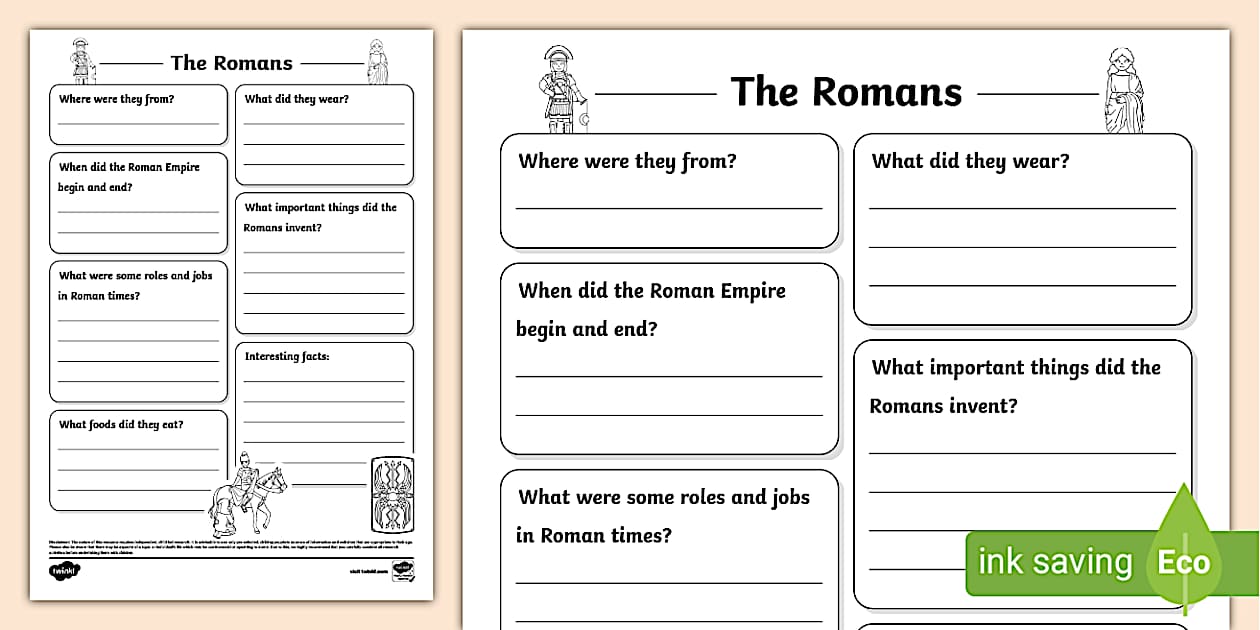 Romans Fact File Template (teacher made) - Twinkl
