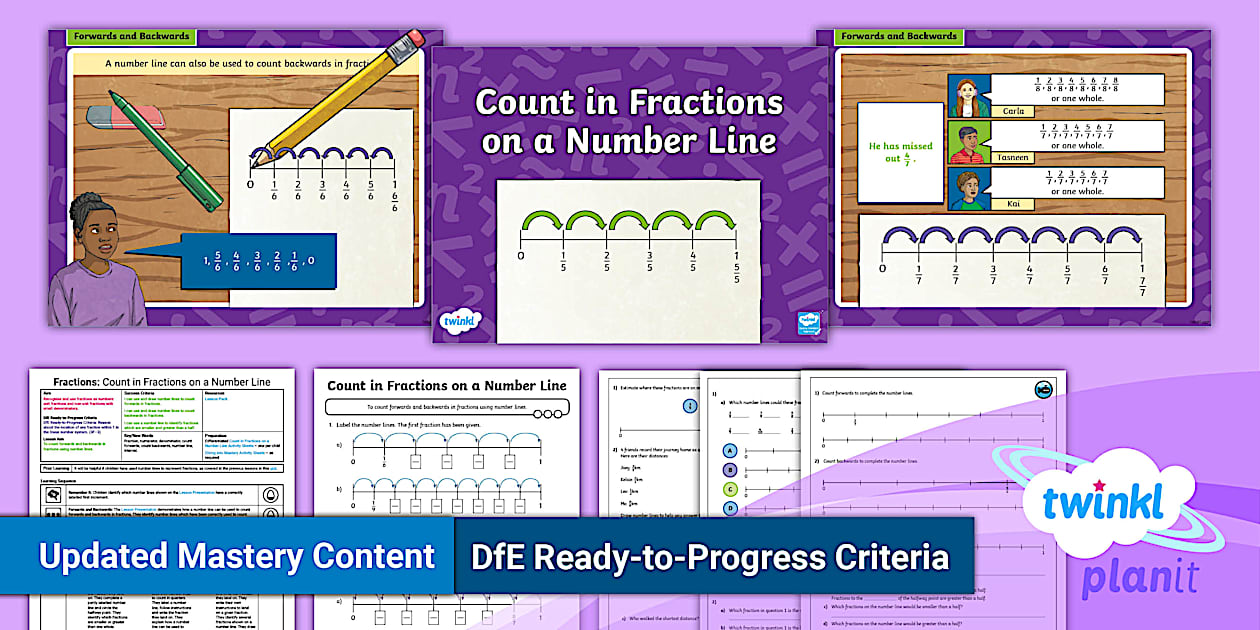 👉 Y3 Count in Fractions on a Number Line PlanIt Maths Lesson 4