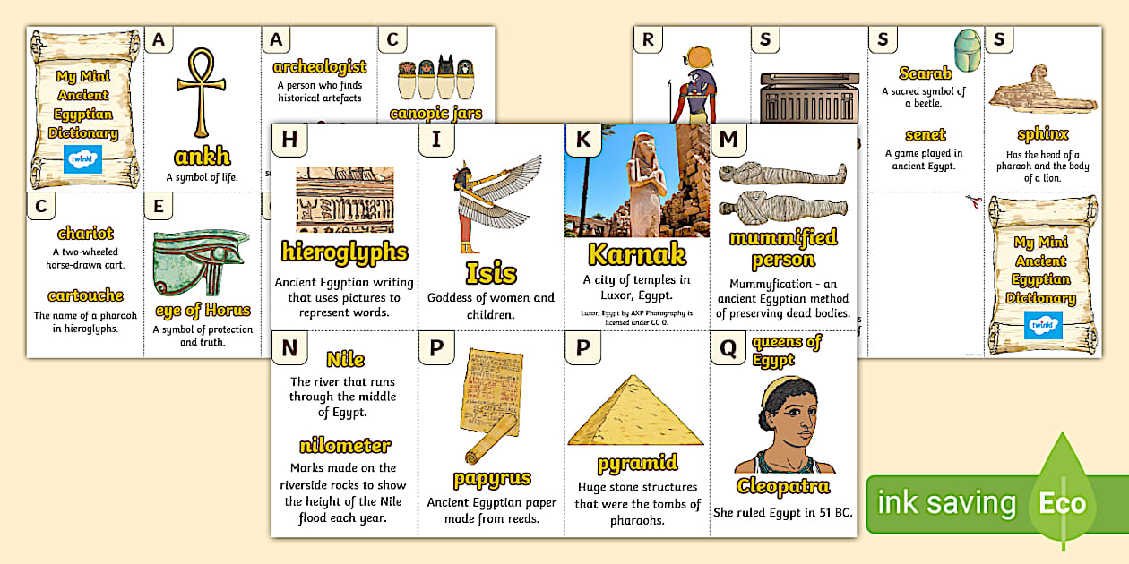 Ancient Egyptians Dictionary Booklet (teacher made) - Twinkl