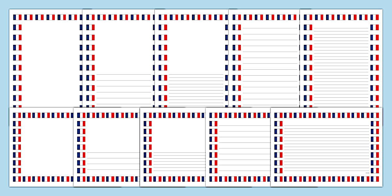Editable French Flag Page Borders (teacher made) - Twinkl