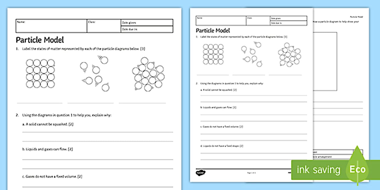 Particle Model Homework Worksheet / Worksheet (teacher made)