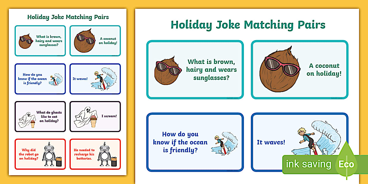 Holiday Joke Matching Pairs (teacher made) - Twinkl