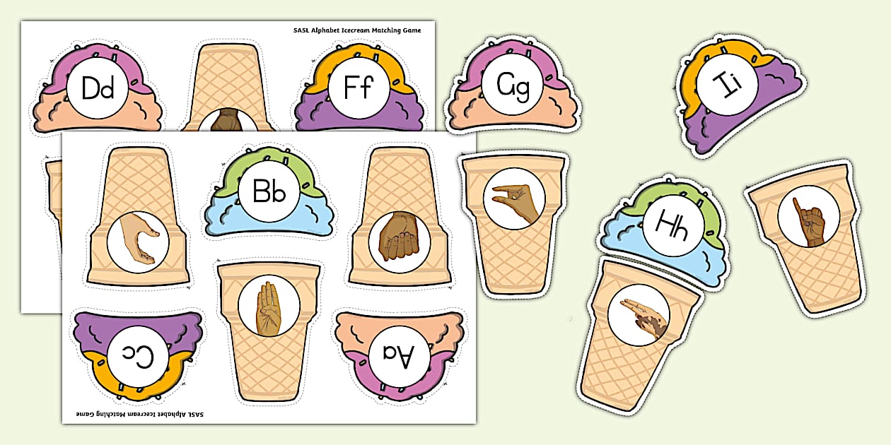 SASL Alphabet Ice cream Matching Game (teacher made)