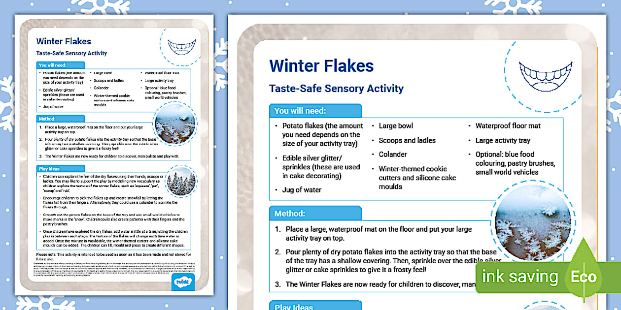 Winter Flakes Taste-Safe Sensory Activity | Twinkl - Twinkl