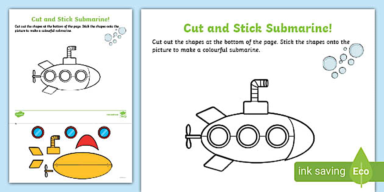 Submarine Cut and Stick Activity,submarine craft - Twinkl