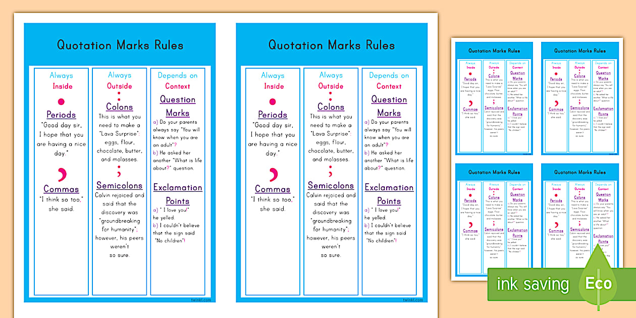 Quotation Marks Rules Flash Cards (teacher made) - Twinkl