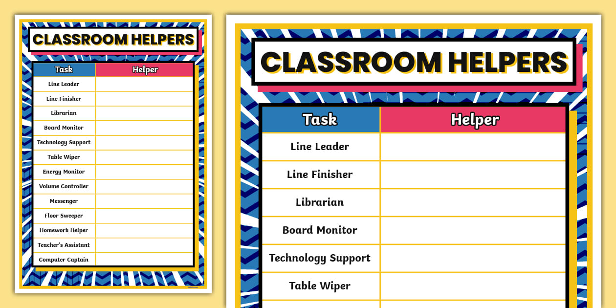 Pop Art Themed Classroom Helpers Sign - Jobs - Twinkl