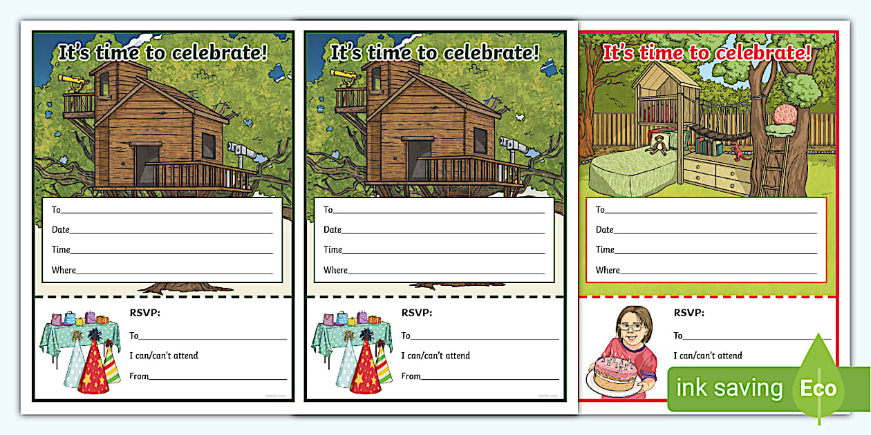 Terrific Treehouse-Themed Party Invitations | Twinkl | KS1