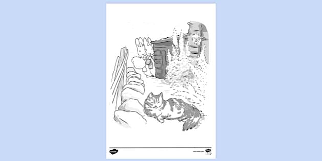 The Bunnies Spot a Cat Colouring | Colouring Sheets - Twinkl