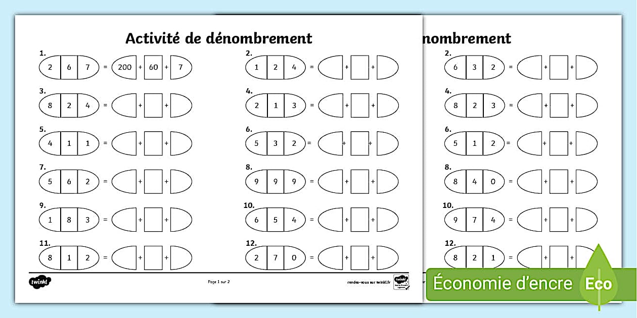 Dénombrer des centaines, dizaines et unités
