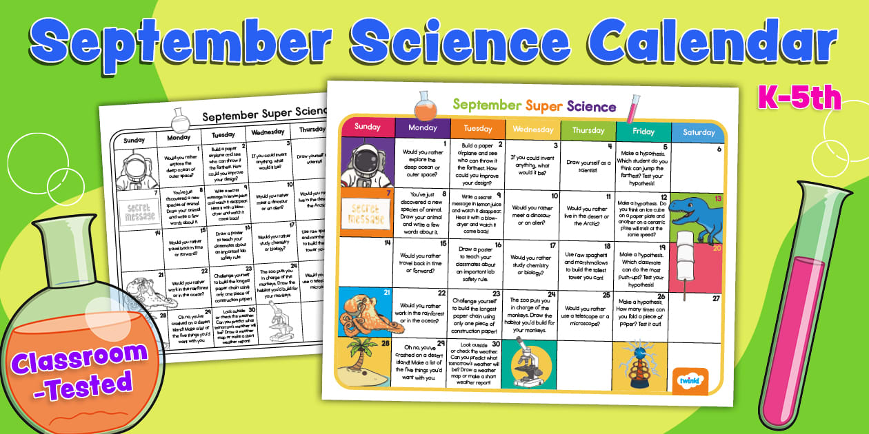September 2024 Super Science Calendar (teacher made)