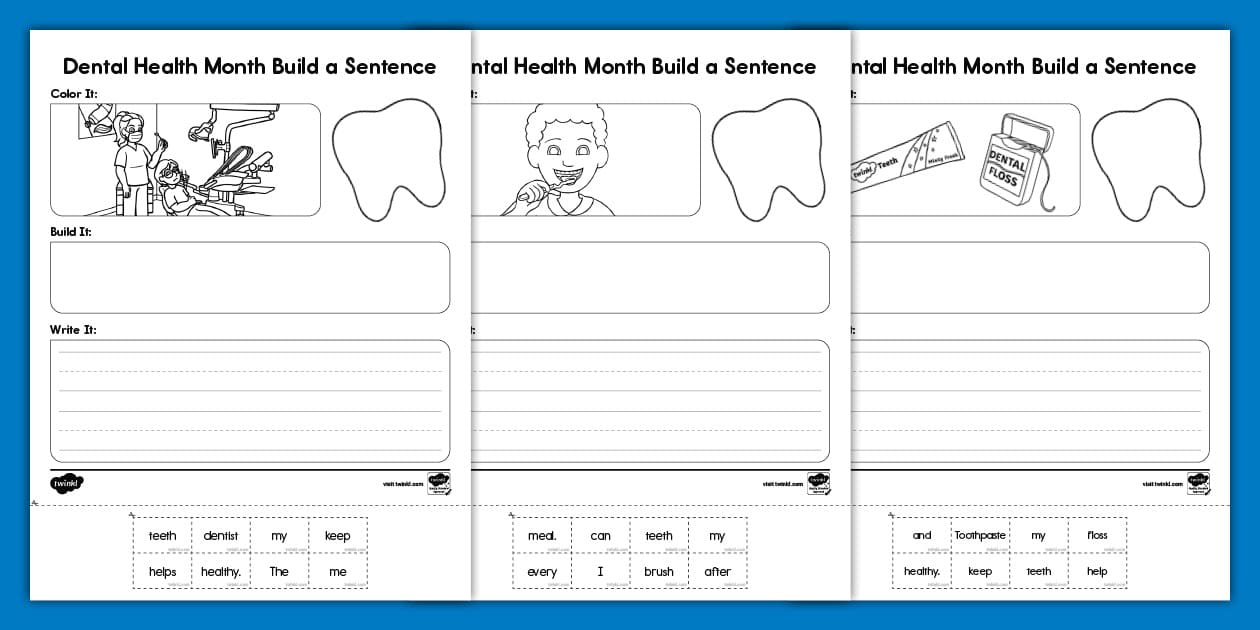 Dental Health Month Build a Sentence Activity (Teacher-Made)