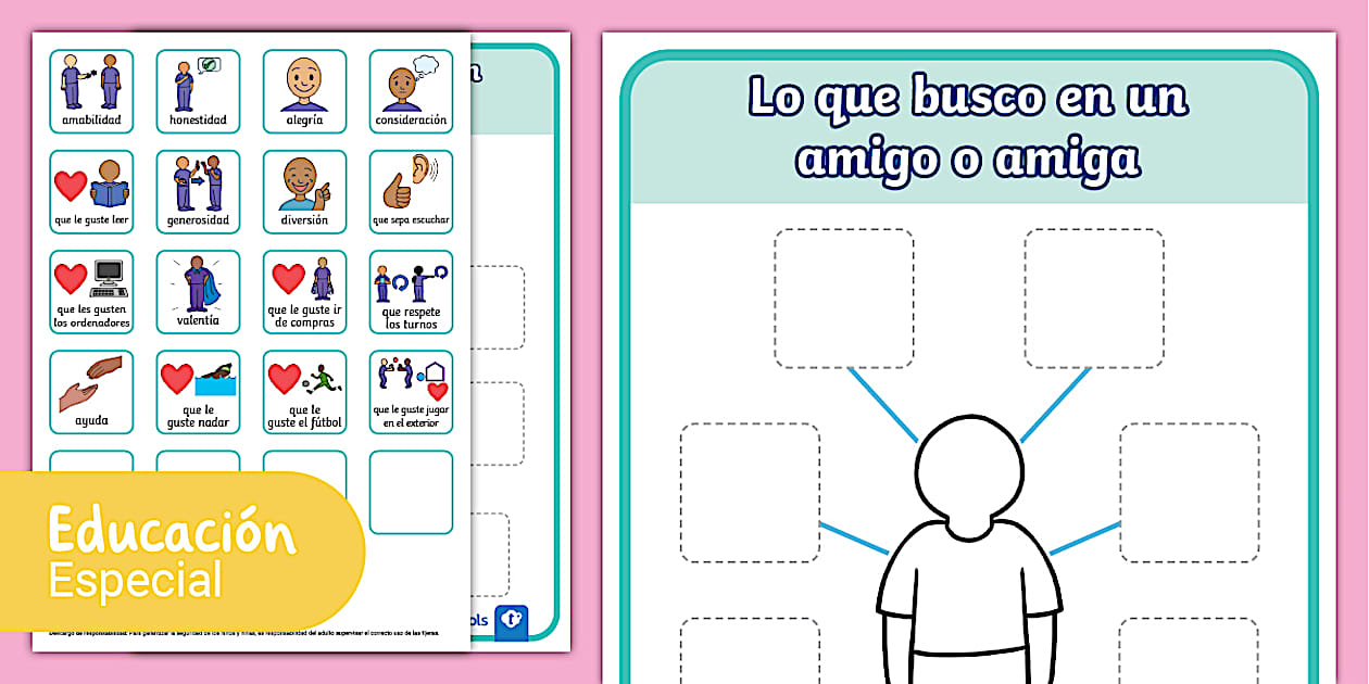 Twinkl Symbols: Actividad - Lo que busco en un amigo o amiga