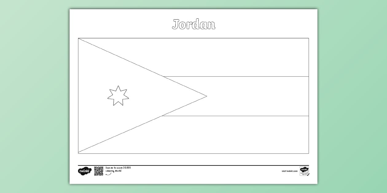 Jordan Flag Colouring Page - Twinkl Colouring (teacher made)