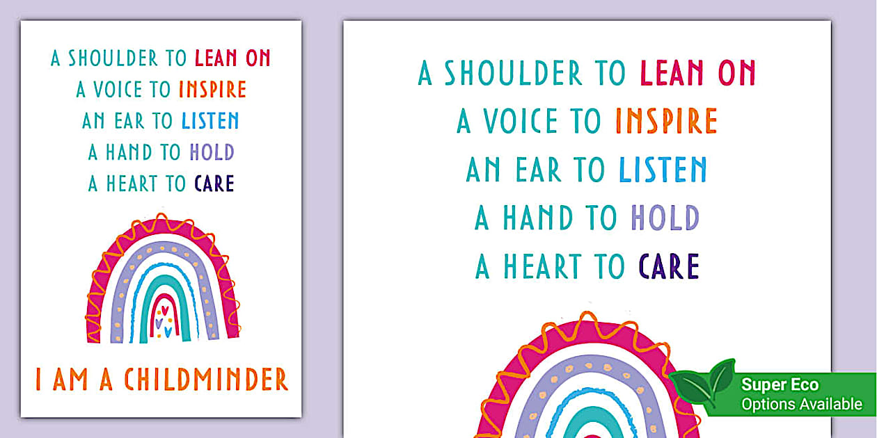 Childminder Rainbow-Themed Inspirational Poem Poster