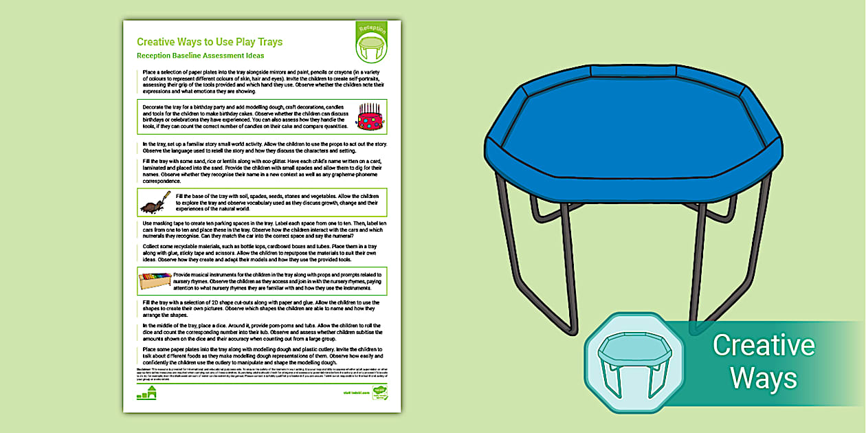 EYFS Play Trays Baseline On-Entry Assessment Ideas - Twinkl