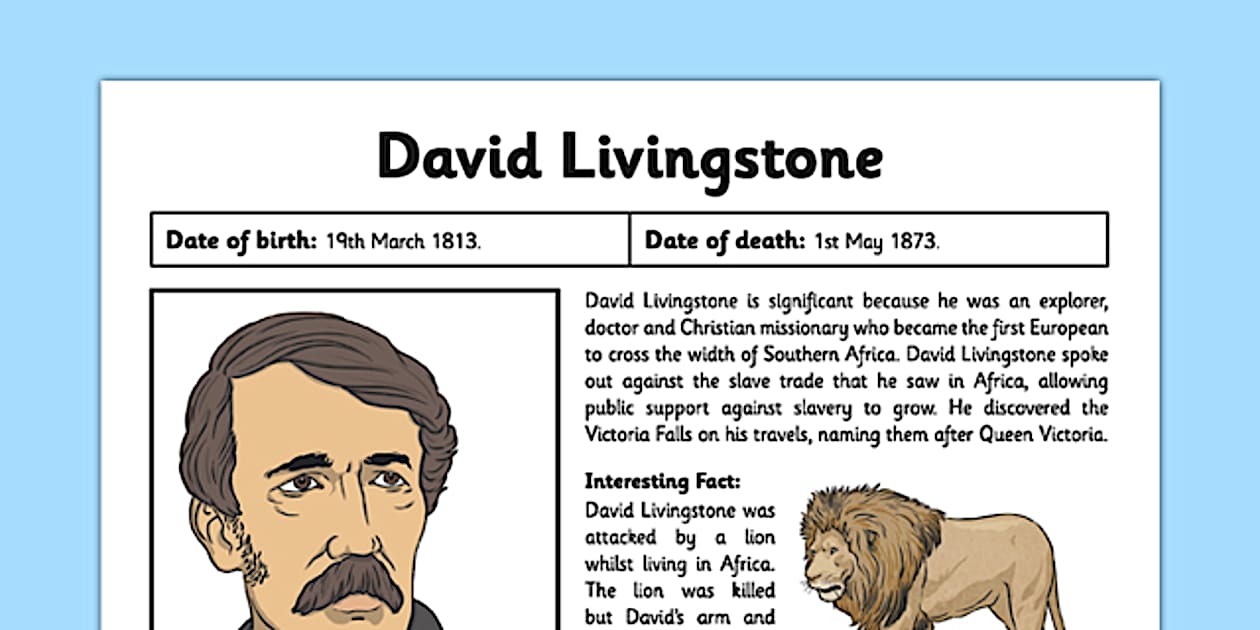 Black and White Scottish Significant Individuals David Livingstone Fact ...