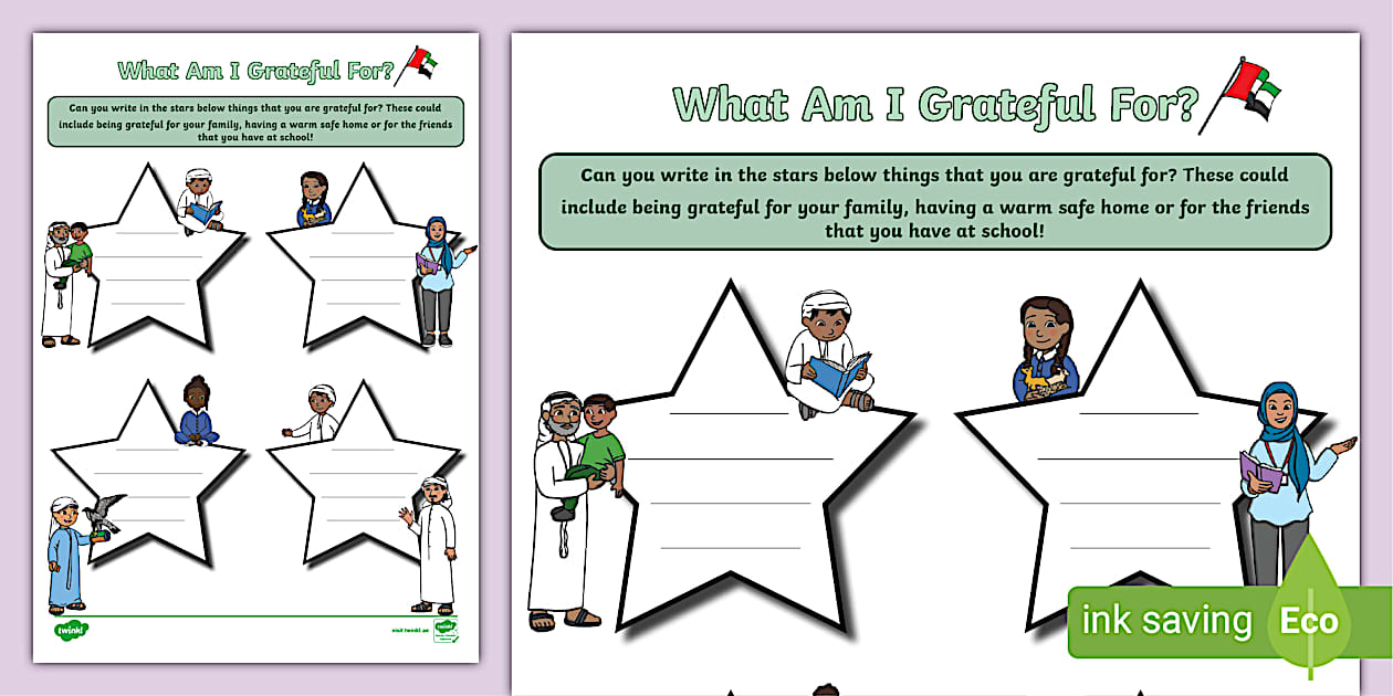 World Gratitude Day - What Am I Grateful For Writing Activity