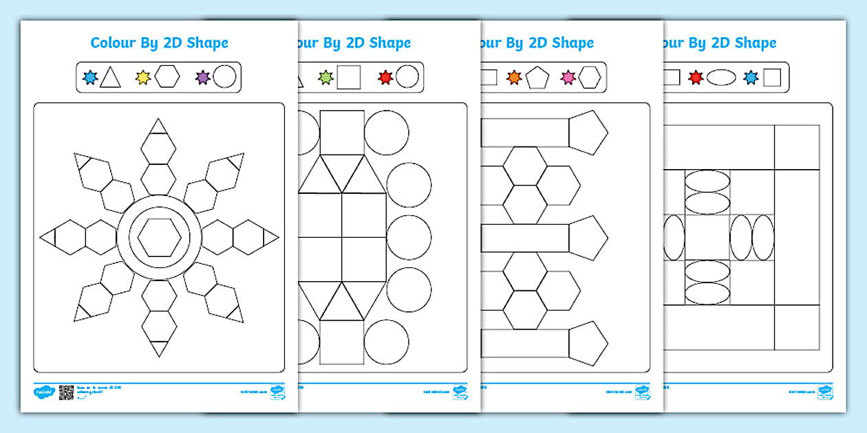 👉 EYFS Colour By 2D Shape Activity - Twinkl