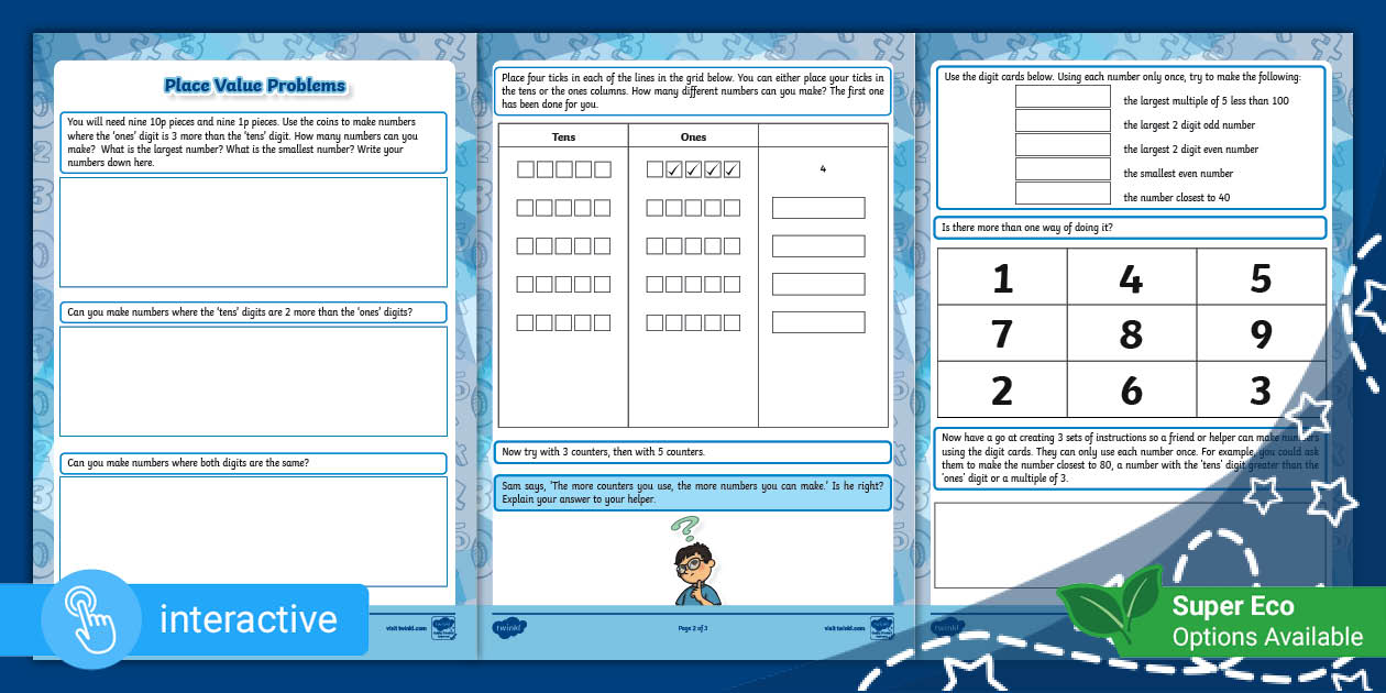 Maths Place Value Problem Solving Activity Sheets (Ages 6 - 7)