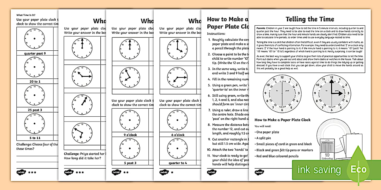 Year 2 Maths Telling the Time Activity Sheet (teacher made)