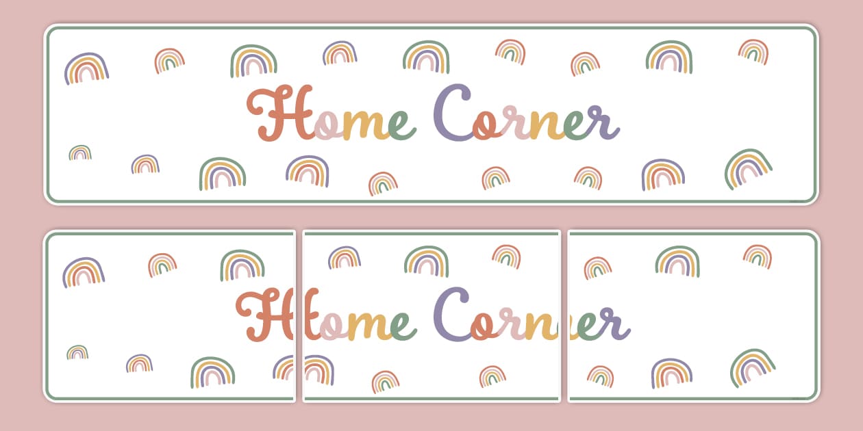 Muted Rainbow Themed Home Corner Display Banner - Twinkl