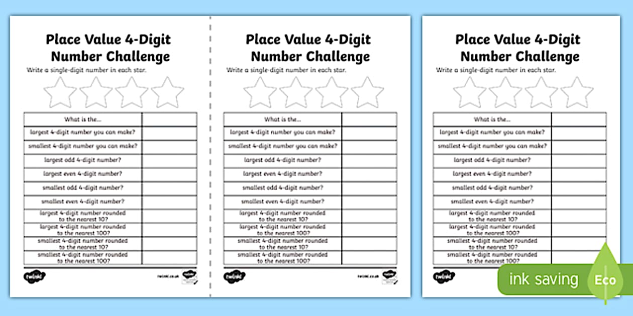 Place Value 4 Digit Number Challenge Worksheet / Worksheet-Scottish ...