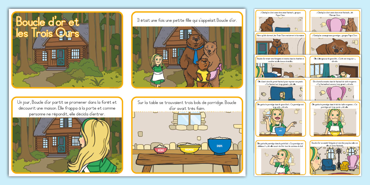 Boucle d'Or et les Trois Ours en pdf - Cartes - Twinkl