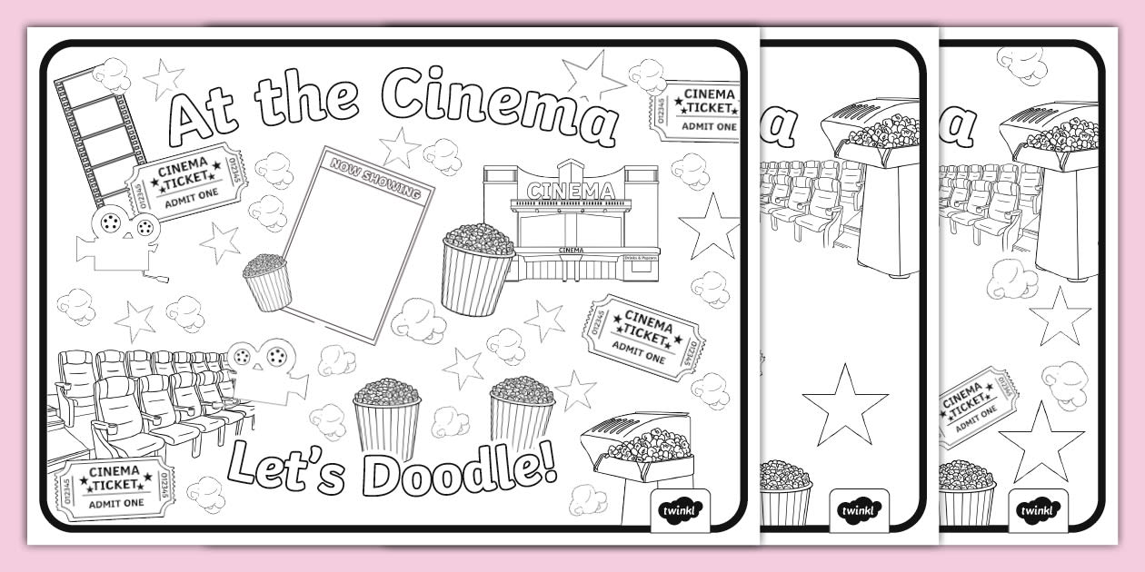Let's Doodle Cinema Colouring Pages - Twinkl Art