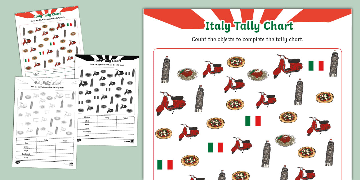 👉 Italy Count and Tally Activity Sheet (teacher made)