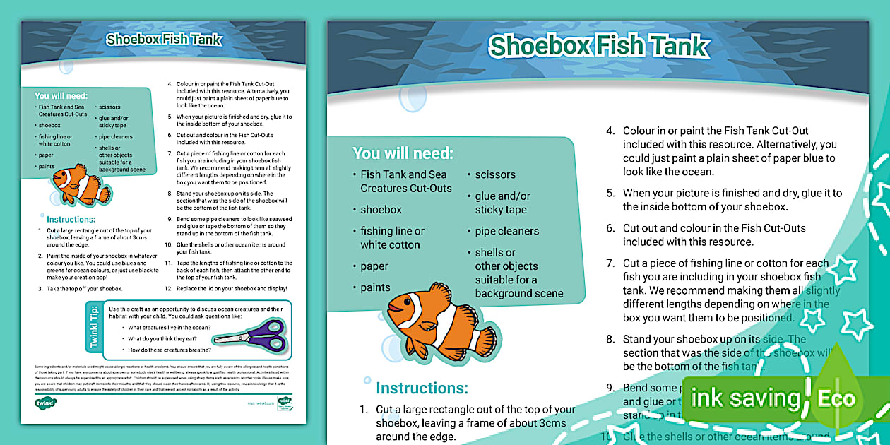 Shoebox Fish Tank Craft Activity (teacher made) - Twinkl