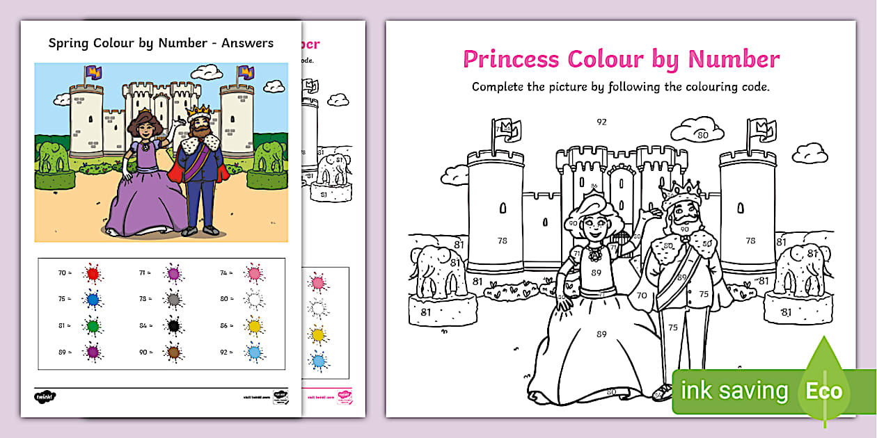 Princess Colour by Number Activity Sheet (teacher made)
