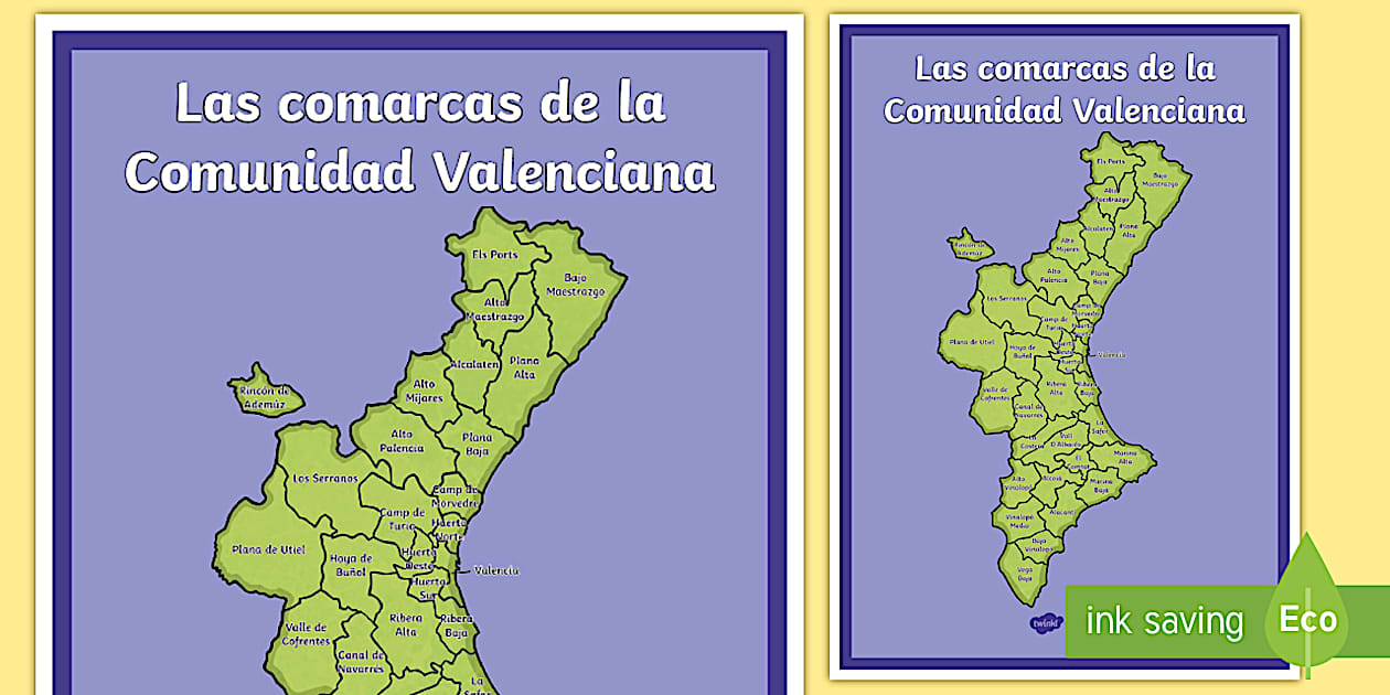 Póster DIN A2: Las comarcas de la Comunidad Valenciana